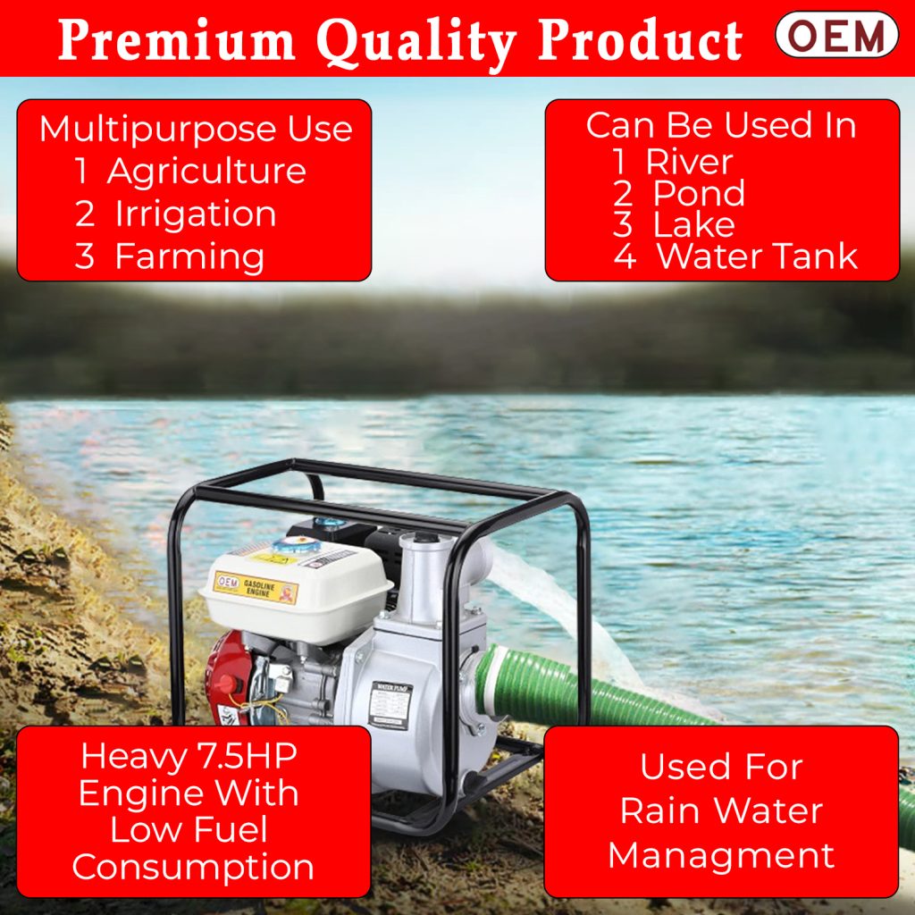 OEM 5.5HP Portable Water Pump | 2-inch Petrol Engine Irrigation