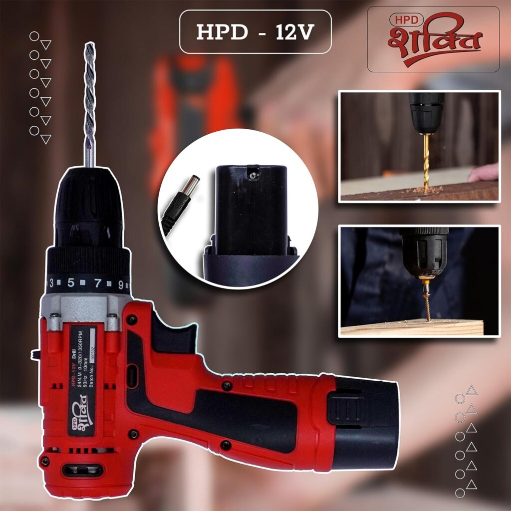 HPD Shakti Cordless 10MM Drill Machine WITH 2 HEAVY Batteries 12V / 1 ...