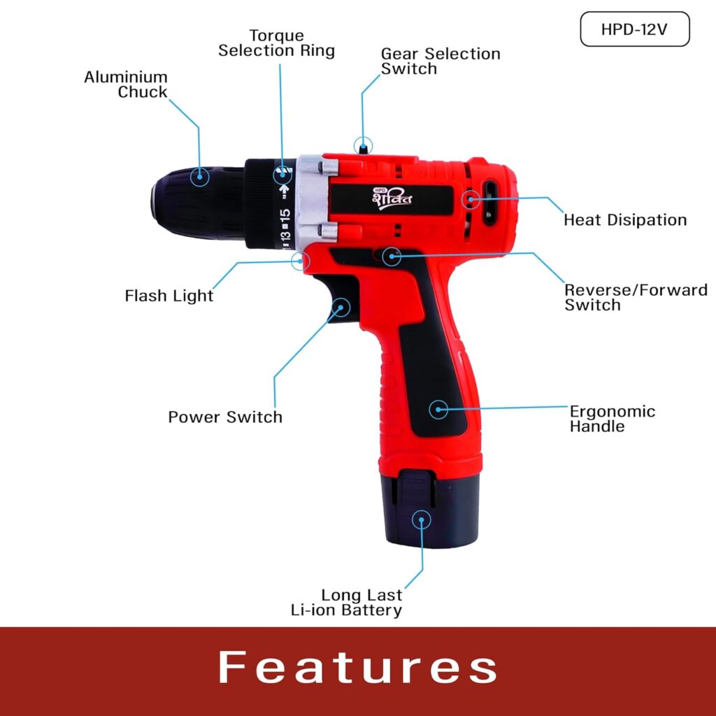 HPD Shakti Cordless 10MM Drill Machine WITH 2 HEAVY Batteries 12V / 1 ...