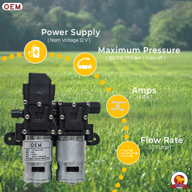 OEM 12V Double Motor Diaphragm Pump | 8LPM High Pressure | Auto Cut-Off ...