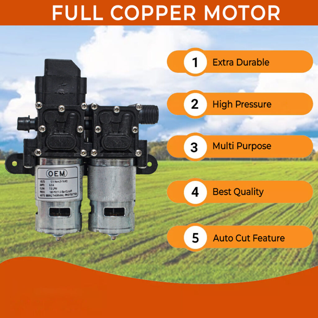 OEM 12V Double Motor Diaphragm Pump | 8LPM High Pressure | Auto Cut-Off ...