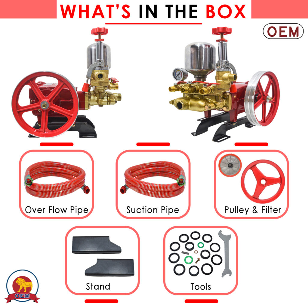 OEM HTP-50 High-Pressure Power Sprayer Pump | Heavy-Duty Pump with Pulley System | 3 Output to 3 ...