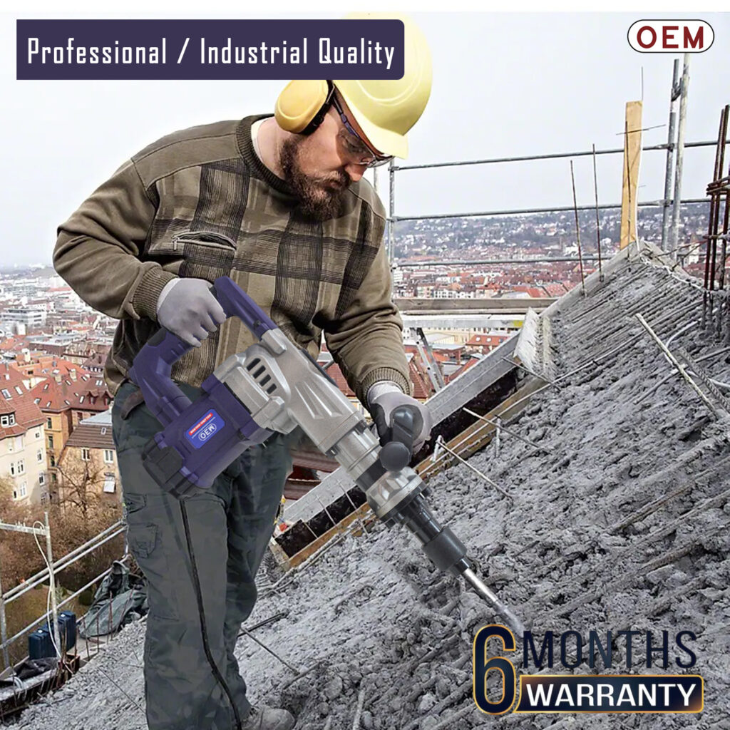 OEM Professinal Demolition Hammer 7Kg 1500W, 20J Impact Force, 3000 RPM ...