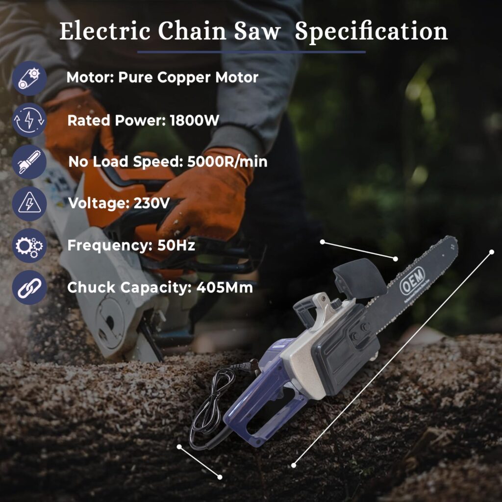 OEM Electric Chain Saw 1800W 16-Inch Bar & Chain 5000 RPM