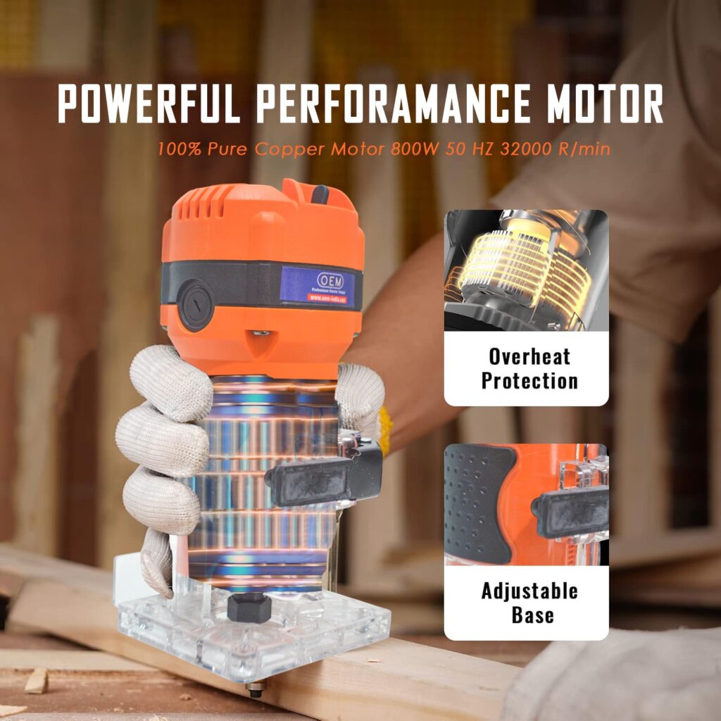Get Professional 800W Wood Router Copper Motor AdjustableBase